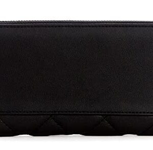 GUESS Women's Quilted Logo Embroidered Zip Around Wallet Clutch Bag - Black