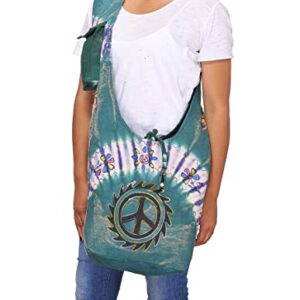 THE COLLECTION ROYAL Hobo Crossbody Bags for Women, Boho Purse, Boho Bag | Hippie Bag, Indie Tote Bag, Cloth Purse for Women (GrnTiePeace)