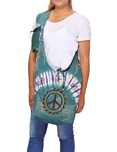 THE COLLECTION ROYAL Hobo Crossbody Bags for Women, Boho Purse, Boho Bag | Hippie Bag, Indie Tote Bag, Cloth Purse for Women (GrnTiePeace)