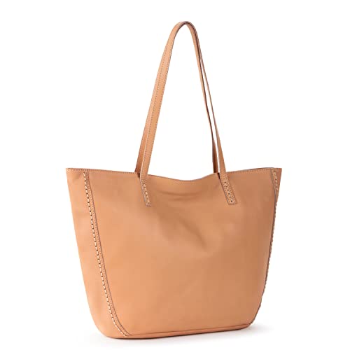 The Sak Faye Tote Bag in Leather, Large Purse with Double Shoulder Straps, Natural Vachetta