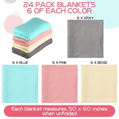 24 Pack Fleece Throw Blankets Assorted Fuzzy Cozy Blanket Bulk Throws for Sofa,50 x 60 Inches Soft Plush Microfiber Blanket Anti-Static Warm Lightweight Bed Travel Queen Blanket for Home Couch Wedding