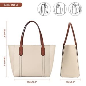 BERTASCHE Women Tote Bag with Purse Orgainzer, Soft PU Leather Handbag Shoulder Satchel Bag Purse