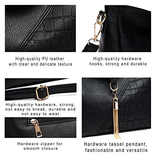 Shoulder Bag Retro Classic Purses Clutch Shoulder Purse Tote Handbag Crossbody Bag with Zipper Closure for Women (Black)