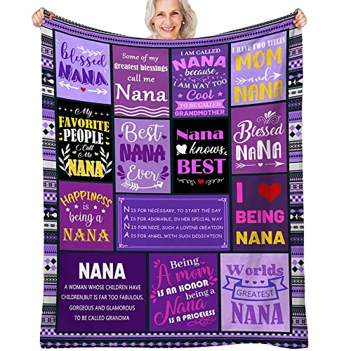 KOLVIIV Nana Gifts Nana Blanket Nana Birthday Gifts from Granddaughter Grandson Grandma Birthday Gifts Throw Blanket 50” X 60”