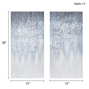 Madison Park Wall Art Living Room Décor - Abstract Glitter Embelished Canvas Home Accent Modern Dining Bathroom Decoration, Ready to Hang Painting for Bedroom, 15"x 30", Winter Glaze 2 Piece