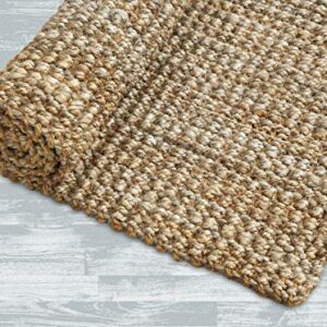 IRONGATE Jute Handspun Area Rug - Premium Jute Handwoven Reversible Chunky Textured Tan Beige Neutral Throw Accent Rug Carpet - Rustic Farmhouse Living Room Bedroom Den Study Décor -24" x 36" Natural