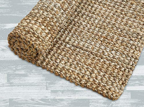 IRONGATE Jute Handspun Area Rug - Premium Jute Handwoven Reversible Chunky Textured Tan Beige Neutral Throw Accent Rug Carpet - Rustic Farmhouse Living Room Bedroom Den Study Décor -24" x 36" Natural