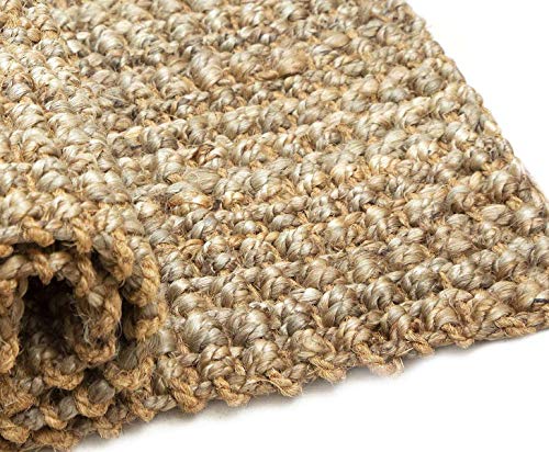 IRONGATE Jute Handspun Area Rug - Premium Jute Handwoven Reversible Chunky Textured Tan Beige Neutral Throw Accent Rug Carpet - Rustic Farmhouse Living Room Bedroom Den Study Décor -24" x 36" Natural