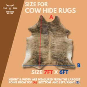 Tom Tom Cowhide Brindle Medium Cowhide Rug 100% Natural Leather Rugs 7' x '6