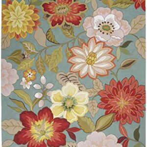 Nourison Fantasy Aqua 8' x 10'6" Area-Rug, Modern, Floral, Bed Room, Living Room, Dining Room, Kitchen, Easy washing, Non Shedding, (8' x 11')