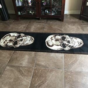 Skull Area Rug Brown & Black Carpet King Design 134 (2 Feet X 7 Feet 3 Inch)