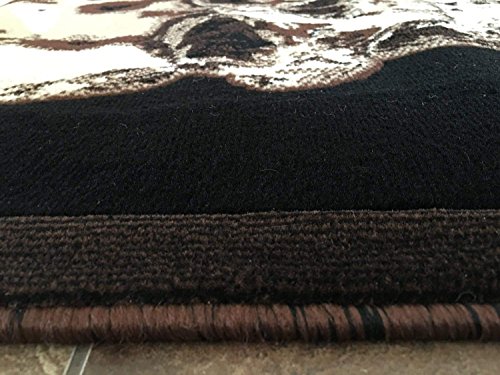 Skull Area Rug Brown & Black Carpet King Design 134 (2 Feet X 7 Feet 3 Inch)