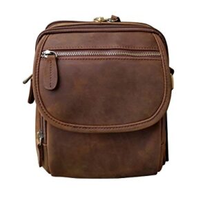 Roma Leathers Gun Concealment Square Body Bag - Zippered Pocket, Adjustable and Lockable Holster - Brown