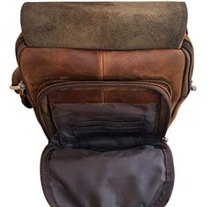 Roma Leathers Gun Concealment Square Body Bag - Zippered Pocket, Adjustable and Lockable Holster - Brown