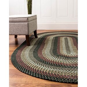 Super Area Rugs Santa Maria Braided Rug Indoor Outdoor Rug Washable Reversible Patio Deck Carpet, Verdant, 4' X 6' Oval