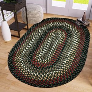 Super Area Rugs Santa Maria Braided Rug Indoor Outdoor Rug Washable Reversible Patio Deck Carpet, Verdant, 4' X 6' Oval