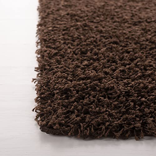 SAFAVIEH Athens Shag Collection 2'3" x 8' Brown SGAS119A Non-Shedding Living Room Bedroom Dining Room Entryway Plush 1.5-inch Thick Runner Rug