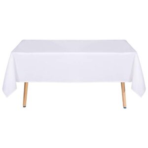 sancua Rectangle Tablecloth - 60 x 84 Inch - Stain and Wrinkle Resistant Washable Polyester Table Cloth, Decorative Fabric Table Cover for Dining Table, Buffet Parties and Camping, White