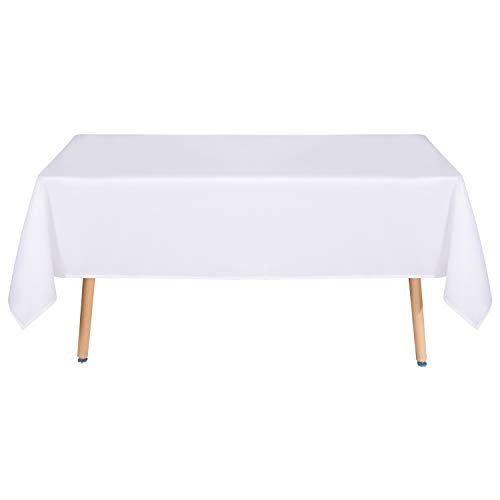 sancua Rectangle Tablecloth - 60 x 84 Inch - Stain and Wrinkle Resistant Washable Polyester Table Cloth, Decorative Fabric Table Cover for Dining Table, Buffet Parties and Camping, White