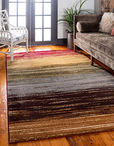 Unique Loom Barista Collection Modern, Abstract, Stripes, Gradient, Urban, Rustic, Warm Colors Area Rug, 4 x 6 ft, Beige/Brown