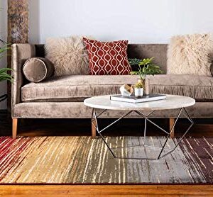 Unique Loom Barista Collection Modern, Abstract, Stripes, Gradient, Urban, Rustic, Warm Colors Area Rug, 4 x 6 ft, Beige/Brown