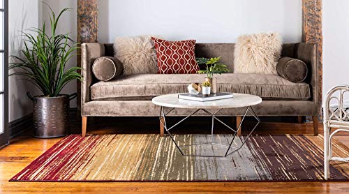 Unique Loom Barista Collection Modern, Abstract, Stripes, Gradient, Urban, Rustic, Warm Colors Area Rug, 4 x 6 ft, Beige/Brown