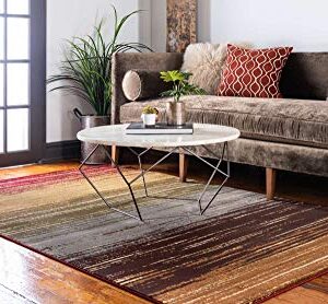 Unique Loom Barista Collection Modern, Abstract, Stripes, Gradient, Urban, Rustic, Warm Colors Area Rug, 4 x 6 ft, Beige/Brown