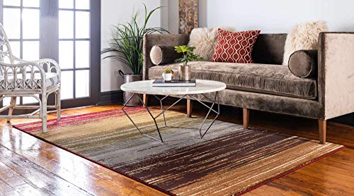 Unique Loom Barista Collection Modern, Abstract, Stripes, Gradient, Urban, Rustic, Warm Colors Area Rug, 4 x 6 ft, Beige/Brown