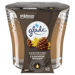 glade candle jar, air freshener, cashmere woods, 3.4 oz