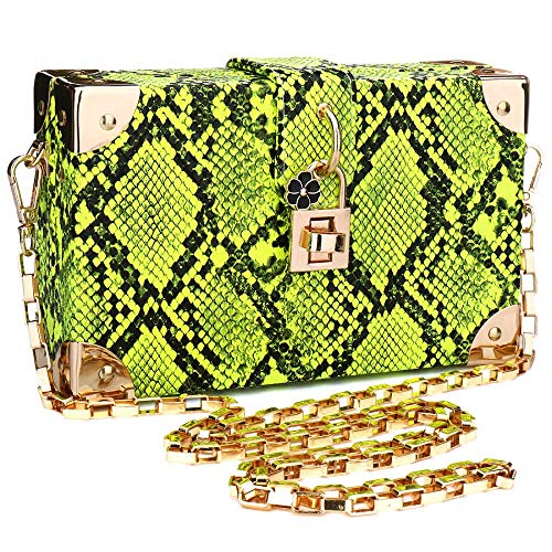 Manyysi Snakeskin Handbag Ladies Party Prom Evening Box Clutch Crossbody Shoulder Chain Bag