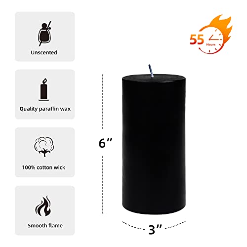 Zest Candle Pillar Candle, 3 by 6-Inch, Black