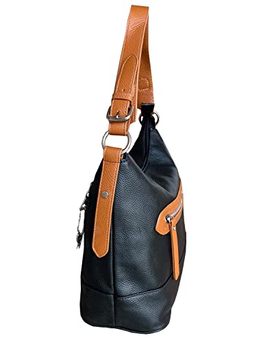 Roma Leathers Gun Concealment Bag - Cowhide Leather - Black/Light Brown