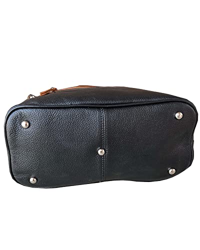 Roma Leathers Gun Concealment Bag - Cowhide Leather - Black/Light Brown