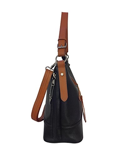 Roma Leathers Gun Concealment Bag - Cowhide Leather - Black/Light Brown