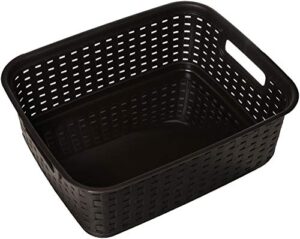 sterilite decorative wicker-style short weave basket, espresso | 12726p06