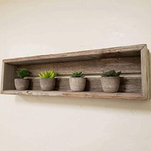 Rockin' Wood Reclaimed Wood Shadow Box Decorative Floating Shelf with Wood Backing for Home, Office, Bedroom, and More, Weathered Grey Rectangle