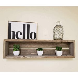 Rockin' Wood Reclaimed Wood Shadow Box Decorative Floating Shelf with Wood Backing for Home, Office, Bedroom, and More, Weathered Grey Rectangle