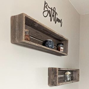 Rockin' Wood Reclaimed Wood Shadow Box Decorative Floating Shelf with Wood Backing for Home, Office, Bedroom, and More, Weathered Grey Rectangle