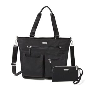 baggallini new classic any day tote with rfid phone wristlet black one size