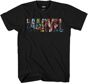 marvel team logo fill camiseta camisa para hombre adulto men t-shirt graphic tee tshirt for adult tee clothing extra large black panther hulk ironman captain america thor (black, x-large)