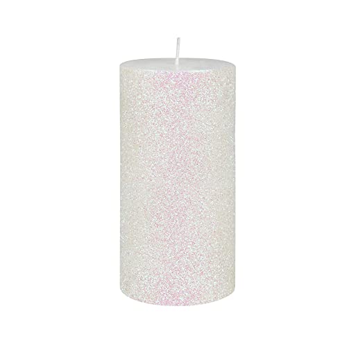 Zest Candle Pillar Candle, 3 by 6-Inch, Metallic White Glitter