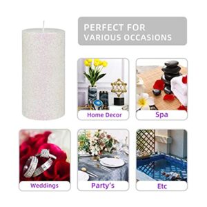 Zest Candle Pillar Candle, 3 by 6-Inch, Metallic White Glitter