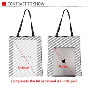 INSTANTARTS ASL Hand Sign Girl Student Handle Handbag Dark Blue Linen Tote Bag