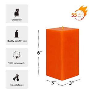 Zest Candle Pillar Candle, 3 by 6-Inch, Orange Square