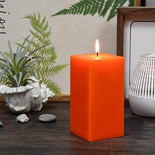 Zest Candle Pillar Candle, 3 by 6-Inch, Orange Square