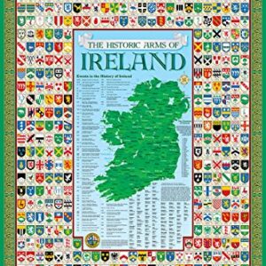 Historic Families Irish Family Crest Coat of Arms Poster Map Ireland