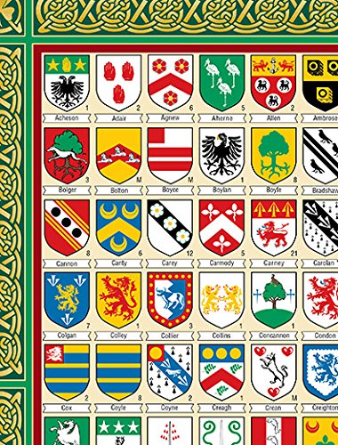 Historic Families Irish Family Crest Coat of Arms Poster Map Ireland