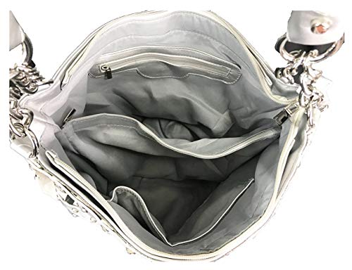 Zzfab Sparkle Rhinestone Suede Hobo Handbag (Silver)