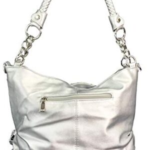 Zzfab Sparkle Rhinestone Suede Hobo Handbag (Silver)