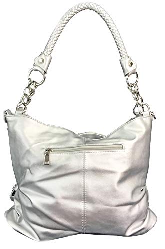 Zzfab Sparkle Rhinestone Suede Hobo Handbag (Silver)